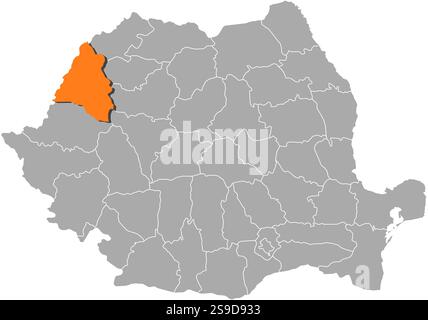 Map of Romania with the provinces, Bihor is highlighted Stock Vector ...