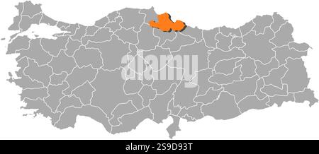 Map of Turkey with the provinces, Samsun is highlighted Stock Vector ...