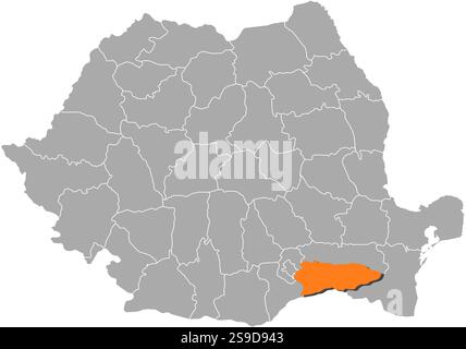 Map of Romania with the provinces, Calarasi is highlighted Stock Vector ...