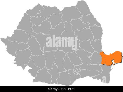 Map of Romania with the provinces, Tulcea is highlighted Stock Vector ...