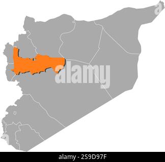 Map of Syria with the provinces, Hama is highlighted Stock Vector Image ...