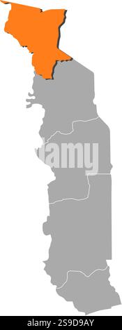 Map of Togo with the provinces, Savanes is highlighted Stock Vector ...