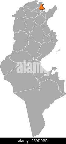 Ariana Governorate (Governorates of Tunisia, Republic of Tunisia) map ...