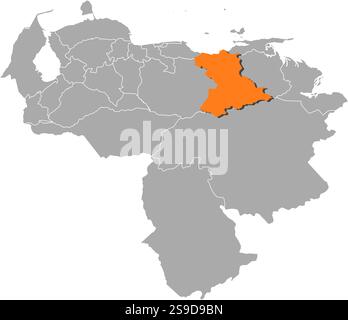 Map of Venezuela with the provinces, Anzoategui is highlighted Stock ...