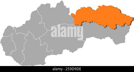 Map of Slovakia with the provinces, Presov is highlighted Stock Vector ...