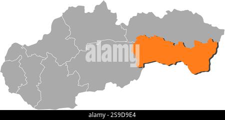 Map of Slovakia with the provinces, Kosice is highlighted Stock Vector ...