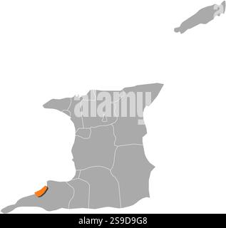 Map of Trinidad and Tobago with the provinces, Point Fortin is ...