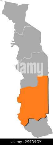 Map of Togo with the provinces, Plateaux is highlighted Stock Vector ...