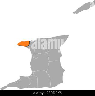 Map of Trinidad and Tobago with the provinces, Diego Martin is ...