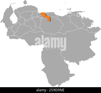 Map of Venezuela with the provinces, Aragua is highlighted Stock Vector ...