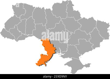Map of Ukraine with the provinces, Odessa is highlighted Stock Vector ...