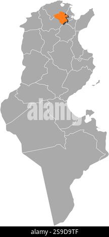 Manouba Governorate (Governorates of Tunisia, Republic of Tunisia) map ...