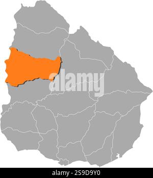 Map of Uruguay as a gray piece, Paysandú is highlighted in red Stock ...