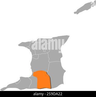 Map of Trinidad and Tobago with the provinces, Princes Town is ...