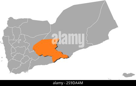 Map of Yemen with the provinces, Shabwah is highlighted Stock Vector ...