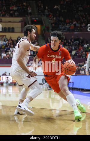 Clemson Tigers forward Ian Schieffelin (4) reacts after a three pointer ...