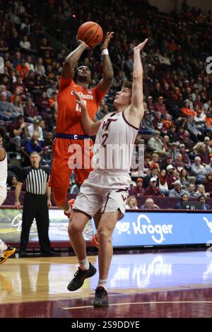 Clemson guard Del Jones (10) drives the ball around Virginia Tech guard ...