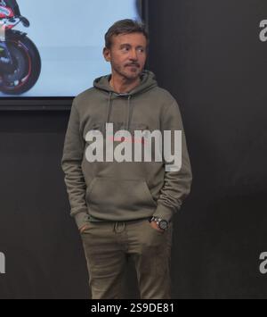 Max Biaggi guest at the Aprilia stand at Motorbike Expo in Verona 2025 ...