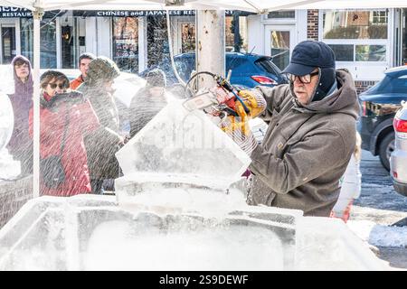 25th January, 2025 - Media, PA, USA - Master ice sculpter Peter Slavin ...