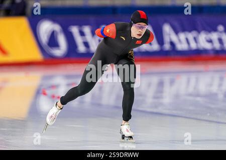 CALGARY, CANADA - JANUARY 25: Hanbin Liu of China competing during the ...