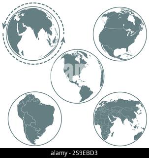 Africa countries icons. Black round logos with continent countries maps ...