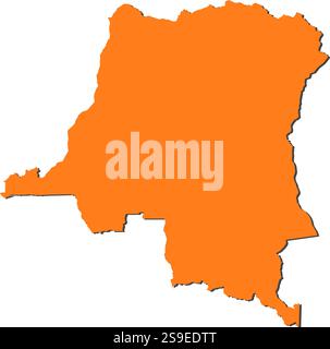 Map of Democratic Republic of the Congo, filled in gray Stock Vector ...
