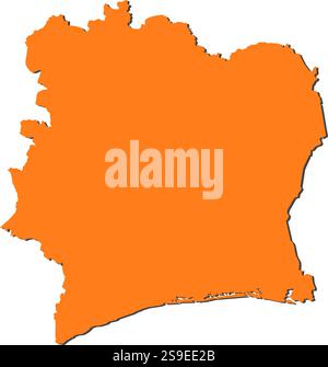 Ivory Coast shape filled with country name in many languages. Ivory ...