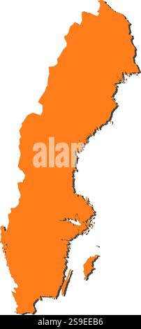 The contours of territory of Sweden in grey colours and word Sweden in ...