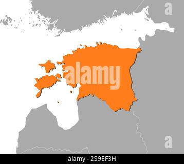 Map of Estonia with regions. Just a simple country border map with ...