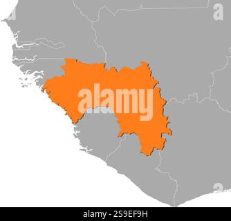 Map of Guinea with regions. Just a simple country border map with ...