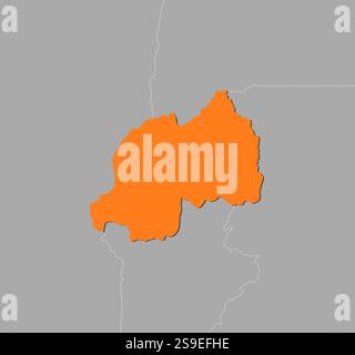 3d map of Rwanda with borders of regions Stock Vector Image & Art - Alamy