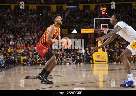 Iowa State forward Joshua Jefferson (2) and Kansas guard Zeke Mayo ...