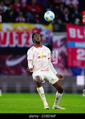 January 25 2025: El Chadaille Bitshiabu (RB Leipzig) controls the ball ...