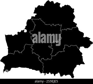 Map of Belarus in black with the provinces Stock Vector Image & Art - Alamy