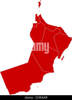 Map of Oman with regions. Just a simple country border map with region ...