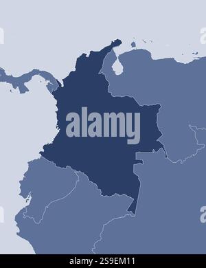 Map of Colombia and nearby countries, Colombia is highlighted in red ...