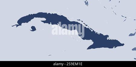 Map of Cuba and nearby countries, Cuba is highlighted in white Stock ...