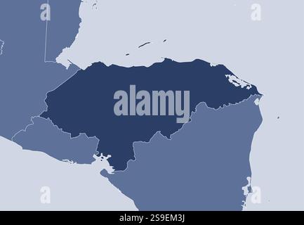 Map of Honduras and nearby countries, Honduras is highlighted in gray ...