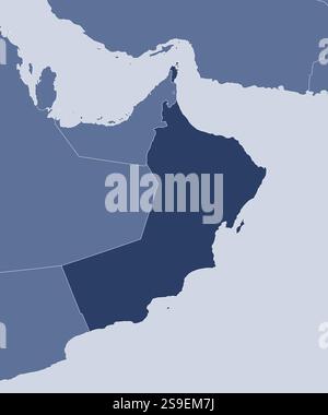 Map of Oman with regions. Just a simple country border map with region ...
