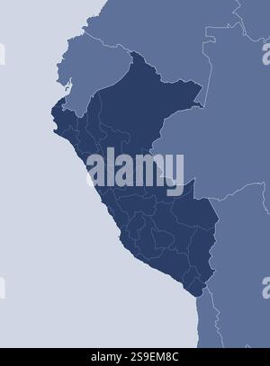 Map of Peru and nearby countries, Peru is highlighted in gray Stock ...