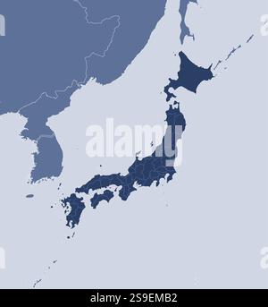 Map of Japan and nearby countries, Japan is highlighted Stock Vector ...