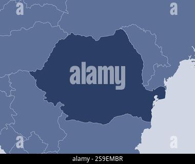 Map of Romania and nearby countries, Romania is highlighted Stock ...