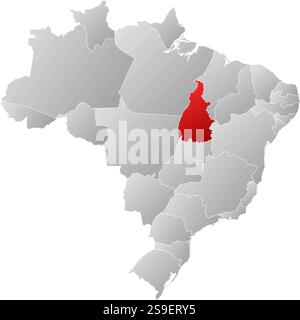Map of Brazil with the provinces, Tocantins is highlighted Stock Vector ...