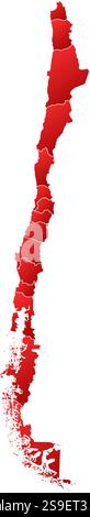 Map of Chile with the provinces, filled with a linear gradient ...