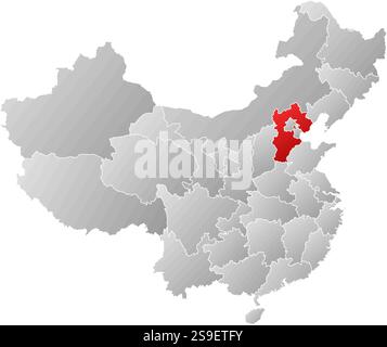 Map of China with the provinces, Hebei is highlighted Stock Vector ...