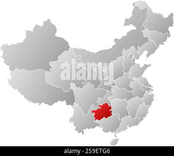 Map of China with the provinces, Guizhou is highlighted in yellow Stock ...