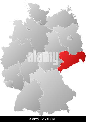 Map of Germany with the provinces, filled with a linear gradient, Lower ...