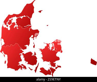Map of Danmark with the provinces, filled with a linear gradient ...