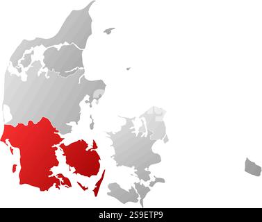 Map of Danmark with the provinces, filled with a linear gradient ...