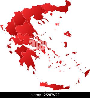 Map of Greece with the provinces, filled with a linear gradient, West ...